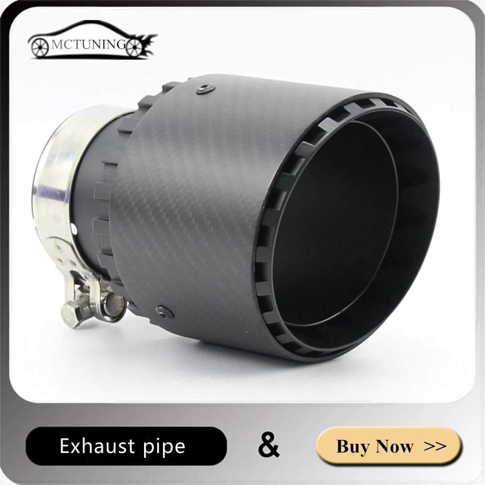 Цельная выхлопная труба автомобиля, универсальные 3-слойные глушители из углеродного волокна, матовые черные насадки для хвоста горла, IN51OUT101MM No logo