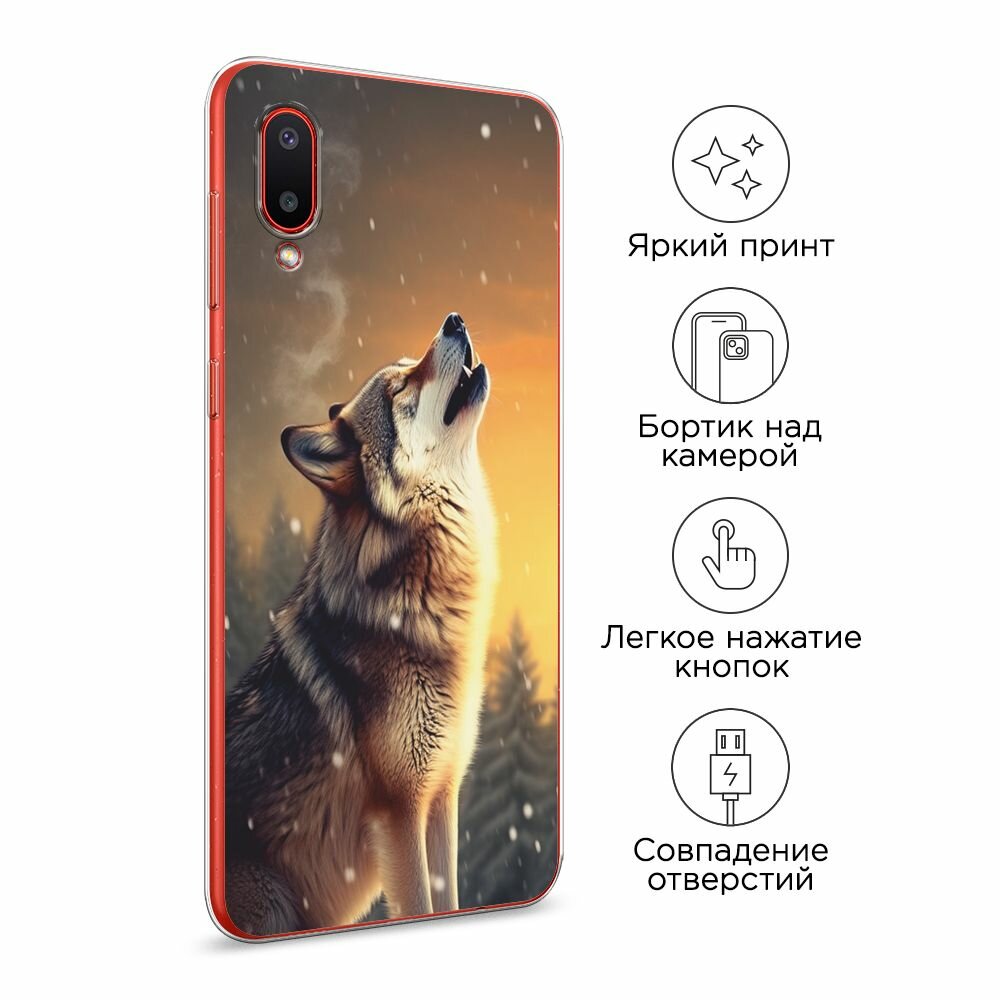 Чехол на Samsung Galaxy A02 / Самсунг Галакси А02 с принтом "Воющий волк" — фото 1