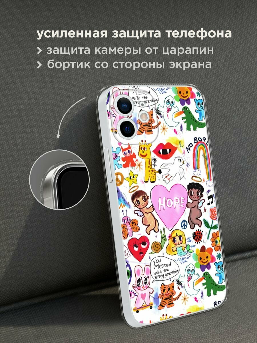 Чехол на Apple iPhone 12 mini / Айфон 12 Мини с принтом "Милые рисунки" — фото 1