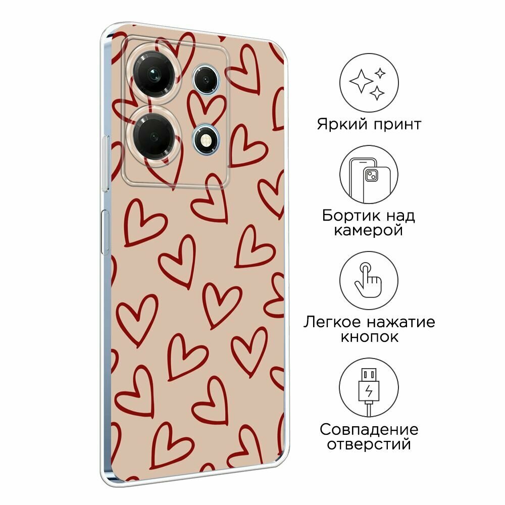 Чехол на Infinix Note 30 4G / Инфиникс Нот 30 4G с принтом "Little hearts doodles 1 - 14 февраля" — фото 1