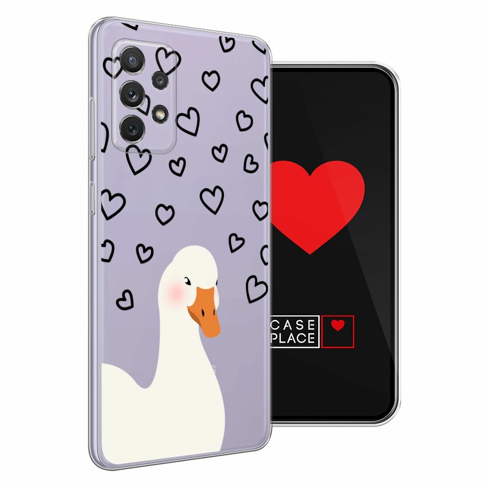Чехол на Samsung Galaxy A73 / Самсунг Галакси А73 с принтом "Влюблённый гусь 3 - 14 февраля", прозрачный — фото 1