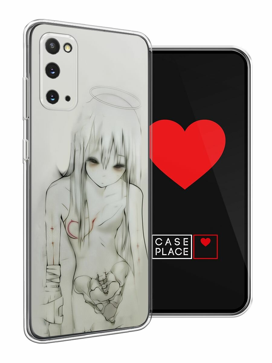 Чехол на Samsung Galaxy S20 / Самсунг Гэлакси S20 с принтом "Аниме рисунок чёрно-белый" — фото 1