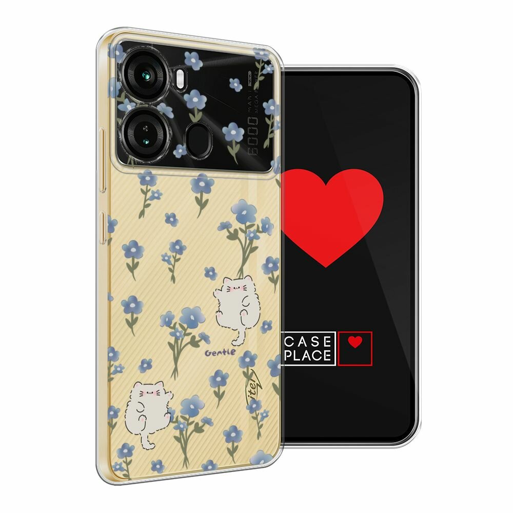 Чехол на Itel P40 / Ител P40 с принтом "Gentle cats", прозрачный — фото 1