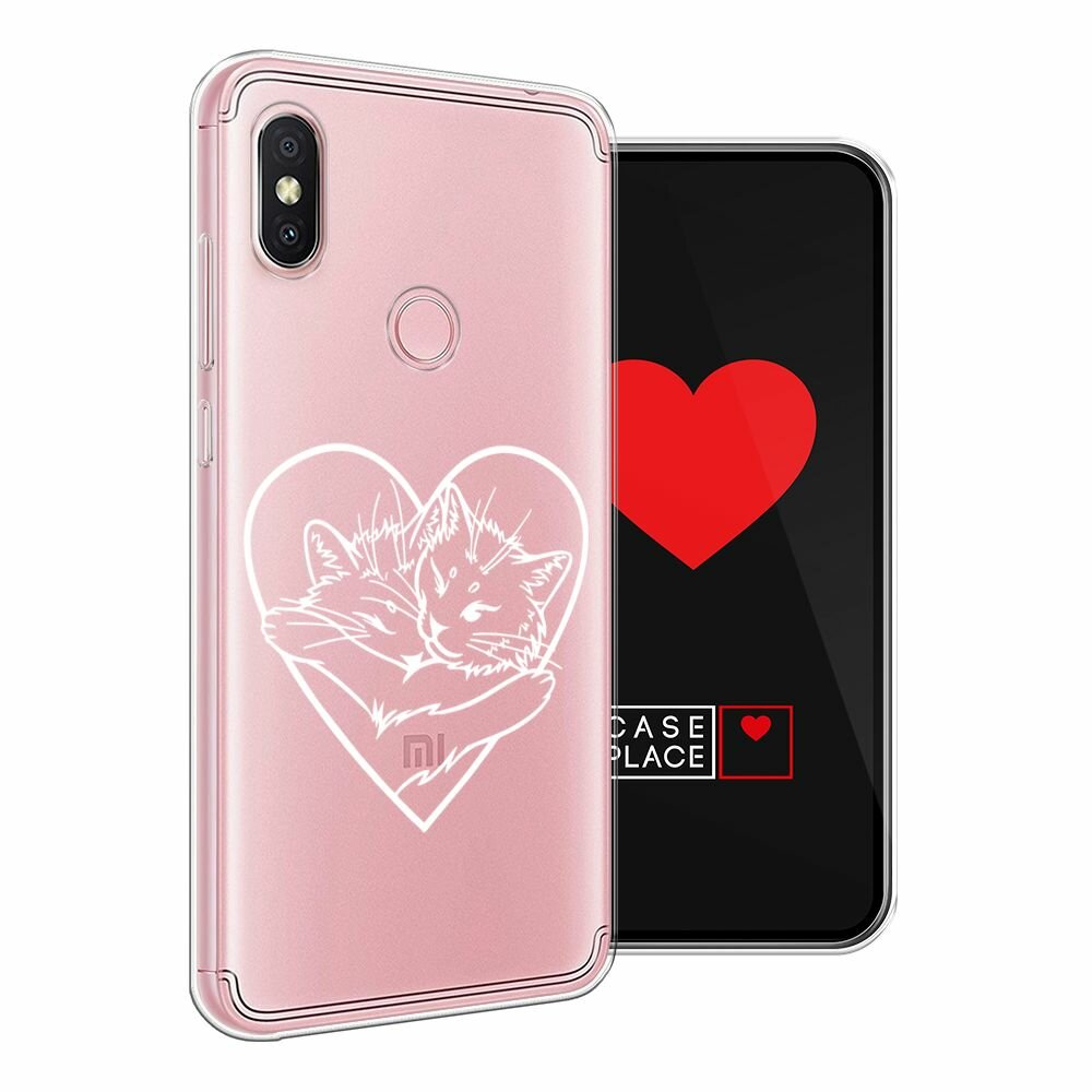 Чехол на Xiaomi Redmi S2 (Redmi Y2) / Сяоми Редми С2 с принтом "Влюблённые котики рисунок 2 - 14 февраля", прозрачный — фото 1