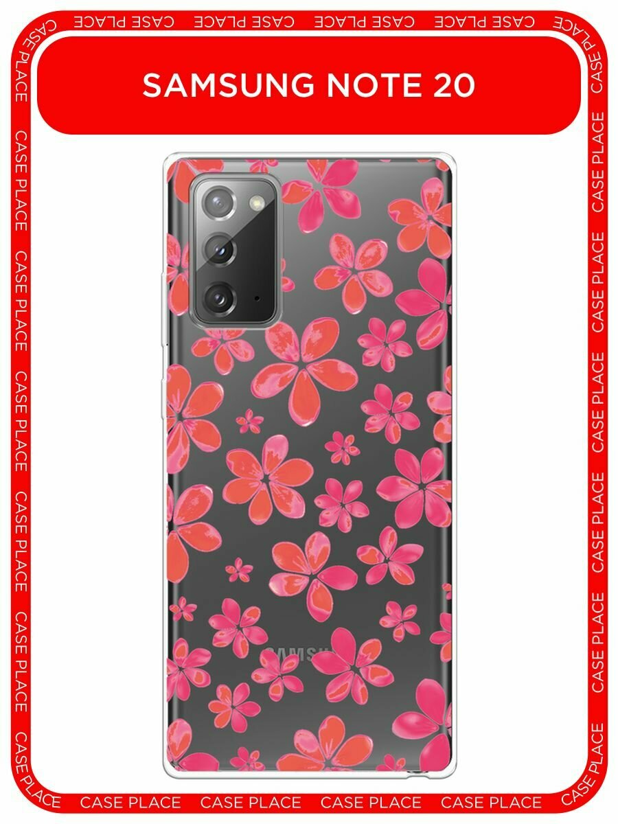 Чехол на Samsung Galaxy Note 20 / Самсунг Галакси Ноут 20 с принтом "Росыпь ярких цветов", прозрачный