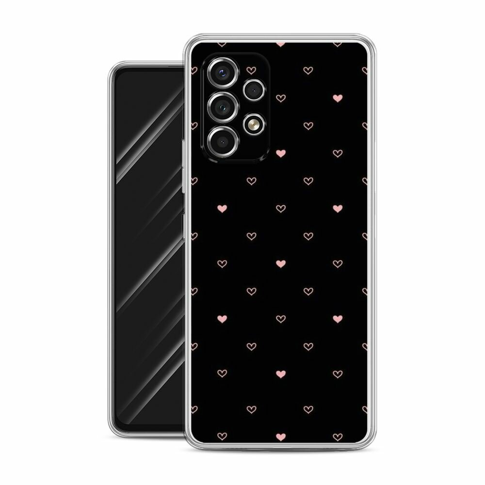 Чехол на Samsung Galaxy A53 / Самсунг Галакси А53 с принтом "Черный фон и сердечки" — фото 1