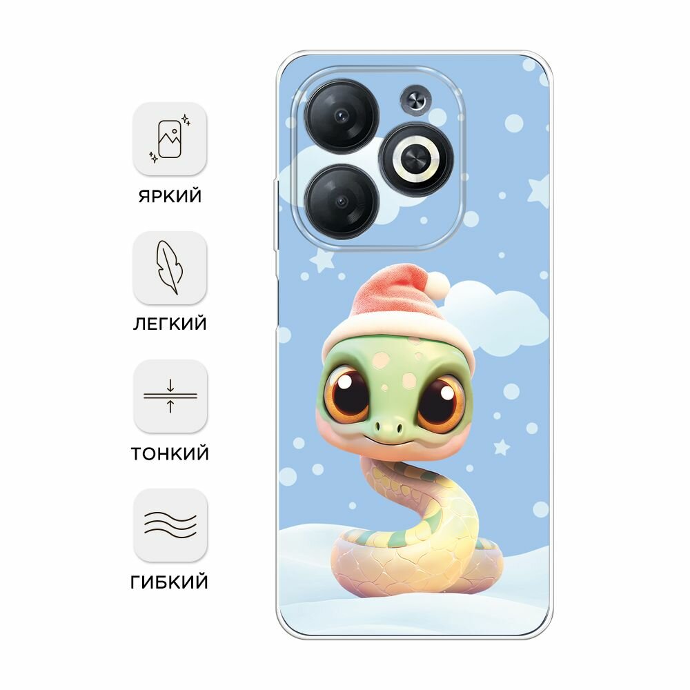 Чехол на Infinix Smart 8/8 HD/HOT 40i / Инфиникс Смарт 8/8 HD/HOT 40i с принтом Зимняя змейка 1 — фото 1