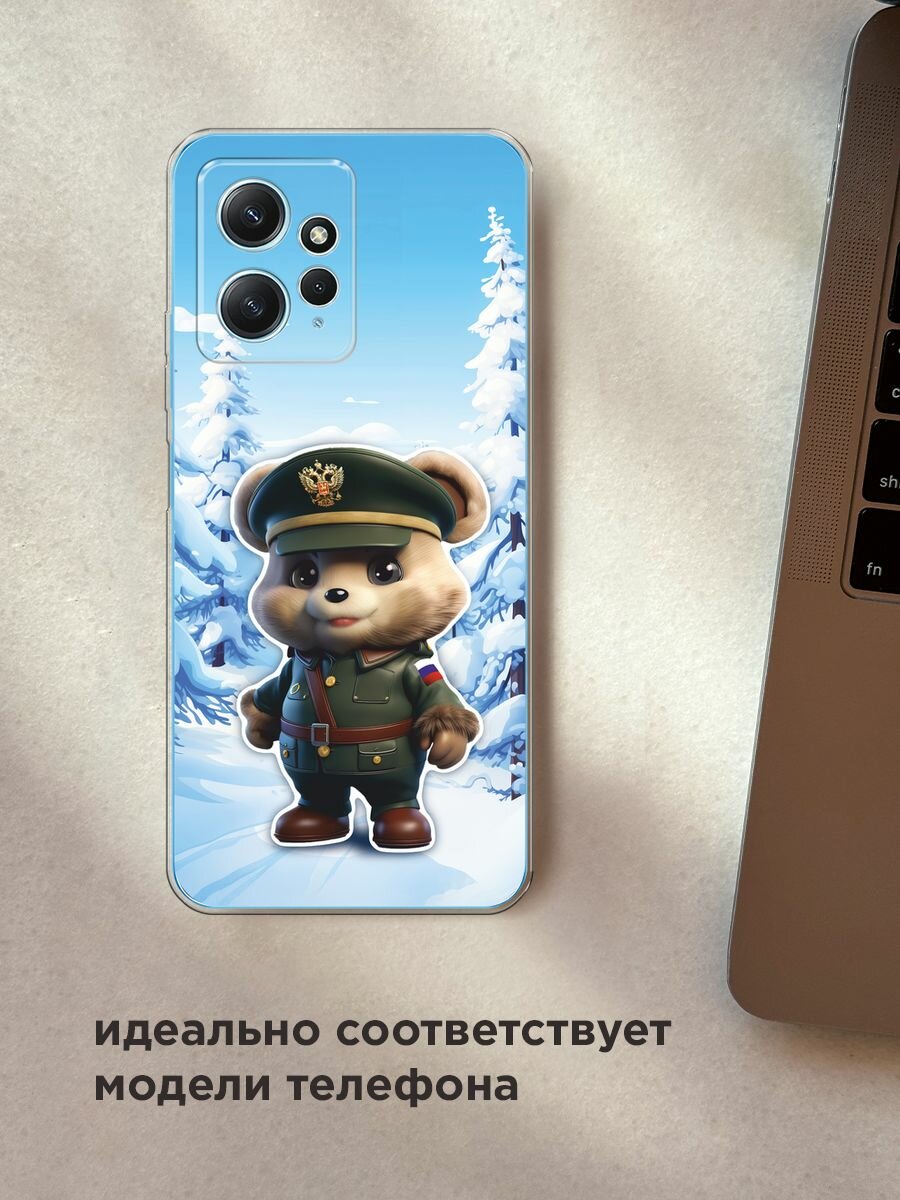 Чехол на Xiaomi Redmi Note 12 4G / Сяоми Редми Ноут 12 4G с принтом "Мишка в форме 1 - 23 февраля" — фото 1