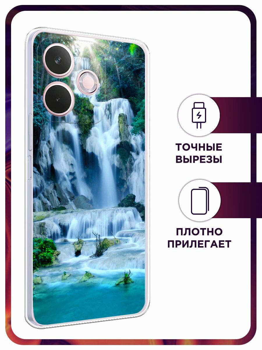 Силиконовый чехол на Oppo A5 Pro / Оппо А5 Про с принтом "Водопад 8" — фото 1