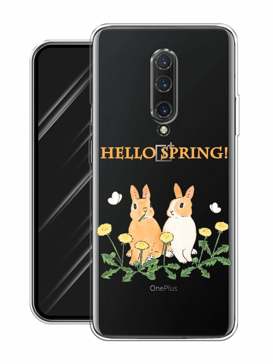 Чехол на OnePlus 8 / ВанПлас 8 с принтом "Весенние кролики", прозрачный — фото 1
