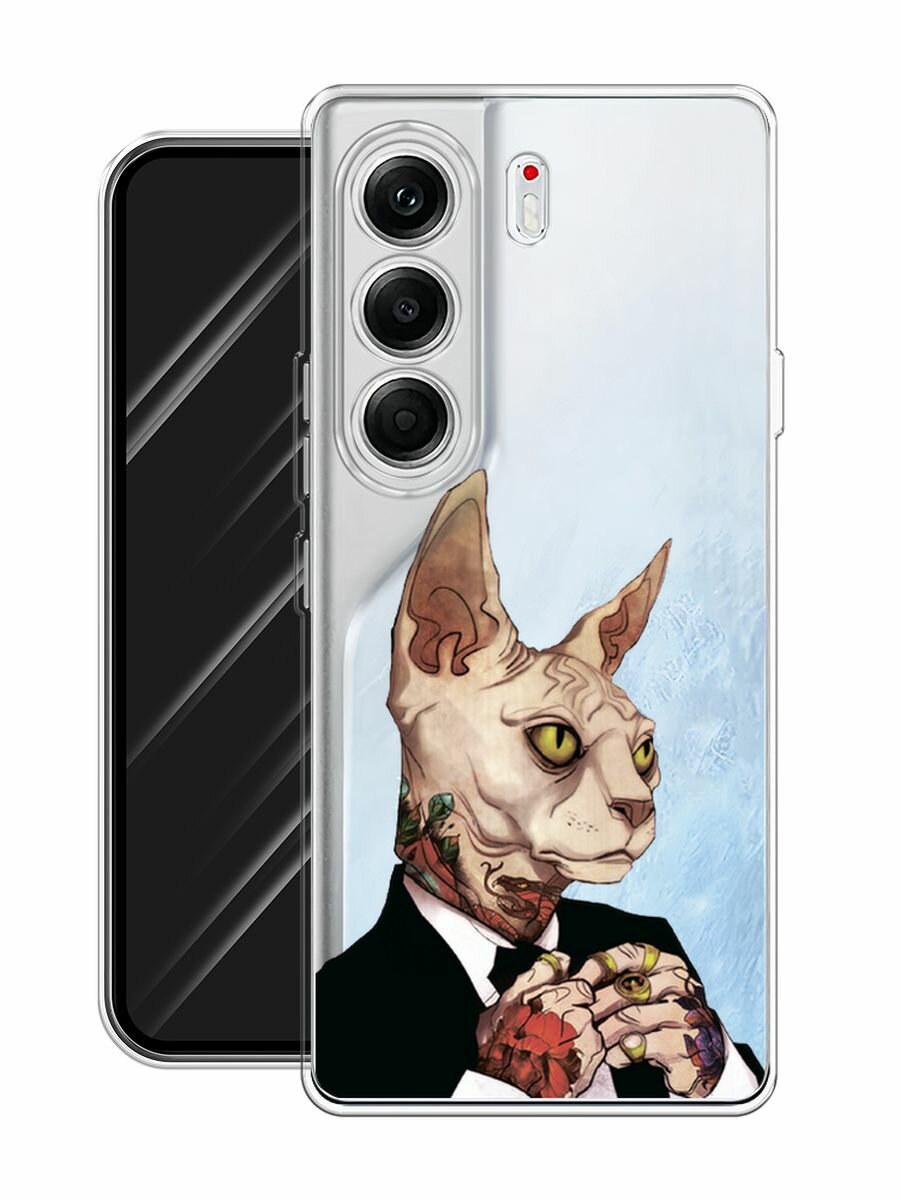 Чехол на Tecno Camon 40 Pro / Текно Камон 40 Про с принтом татуированный сфинкс, прозрачный — фото 1