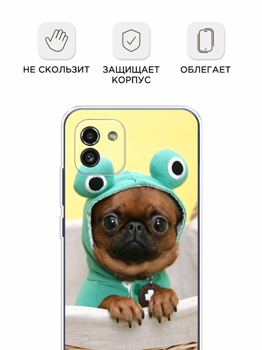 Чехол на Samsung Galaxy A03 / Самсунг Галакси А03 с принтом "Собачка в шапке лягушки" — фото 1