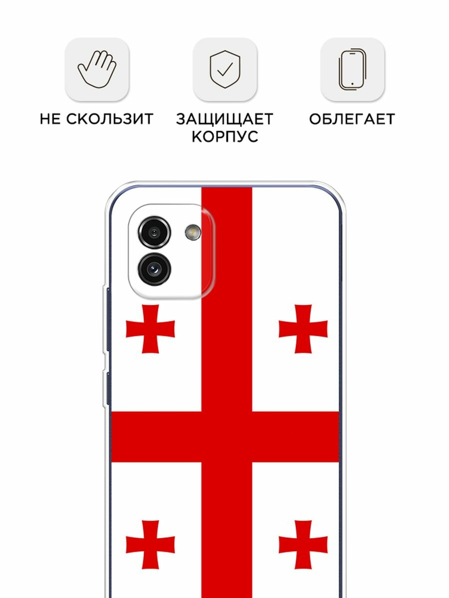 Чехол на Samsung Galaxy A03 / Самсунг Галакси А03 с принтом "Флаг Грузии" — фото 1