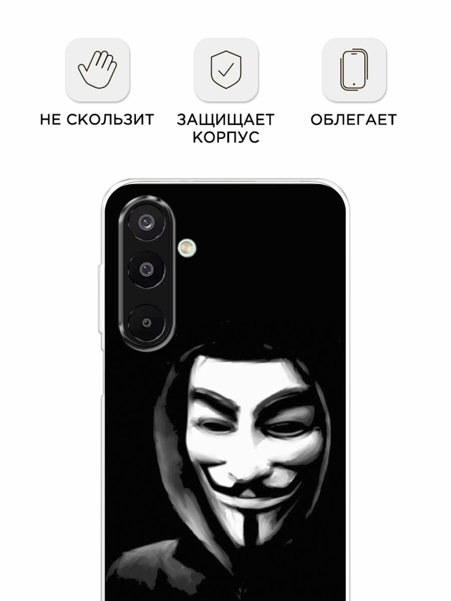 Чехол на Samsung Galaxy M16 / Самсунг Галакси М16 с принтом "Анонимус" — фото 1