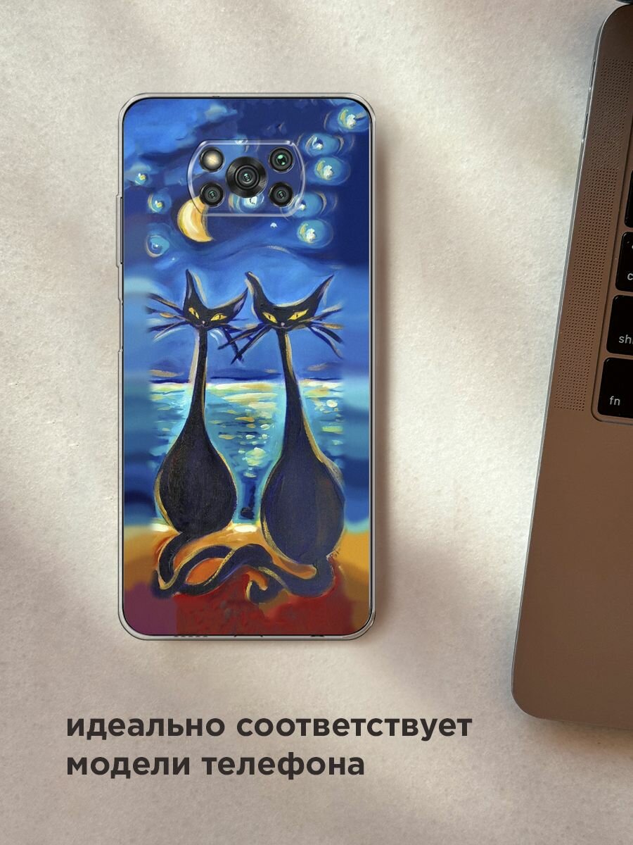 Чехол на Xiaomi Poco X3/X3 Pro / Поко X3/X3 Pro с принтом "Влюбленные котики 7" — фото 1