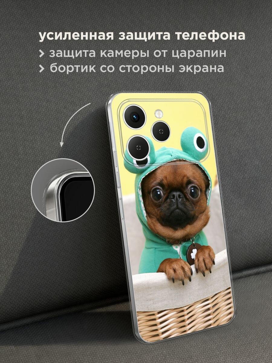 Чехол на Tecno Spark 40 / Текно Спарк 40 с принтом "Собачка в шапке лягушки" — фото 1