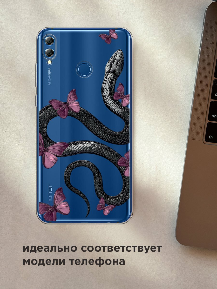 Чехол на Honor 8X / Хонор 8Х с принтом "Snake and butterflies 2" — фото 1