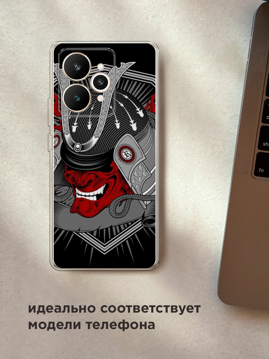 Чехол на Realme 15 / Реалми 15 с принтом "Красная маска самурая" — фото 1