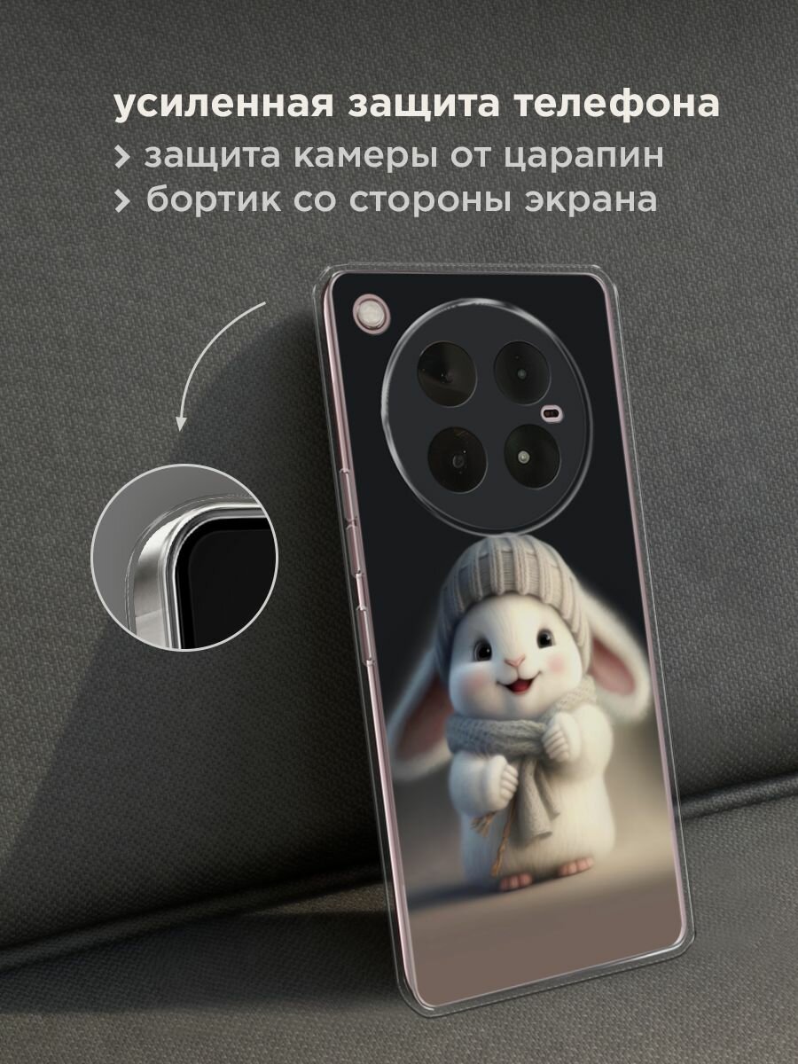 Чехол на Infinix Zero 40 4G / Инфиникс Зеро 40 4G с принтом "Белый крольчонок в шапке" — фото 1
