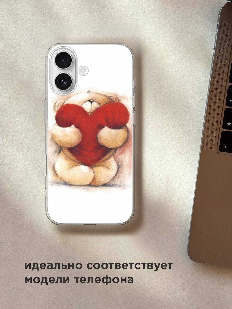 Чехол на Apple iPhone 17 / Айфон 17 с принтом "Мишка с сердцем 1" — фото 1