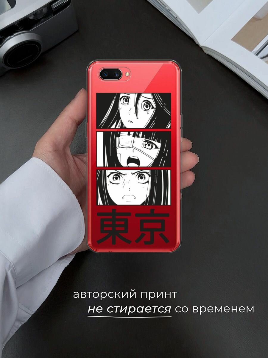 Чехол на Oppo A3s / Oppo A3s с принтом "Tokyo girls", прозрачный — фото 1