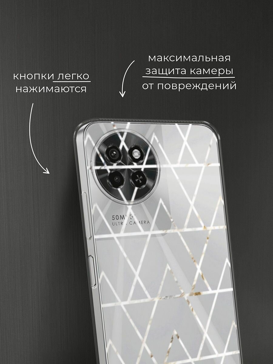 Чехол на Itel S23 / Ител S23 с принтом "Треугольники трафарет", прозрачный — фото 1