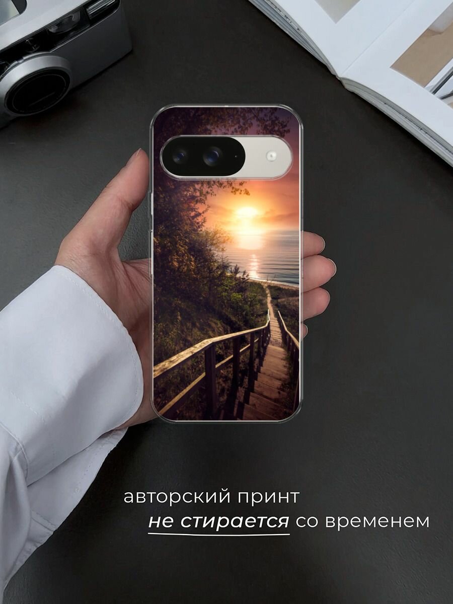 Чехол на Google Pixel 9 / Гугл Пиксель 9 с принтом "Мост у воды" — фото 1
