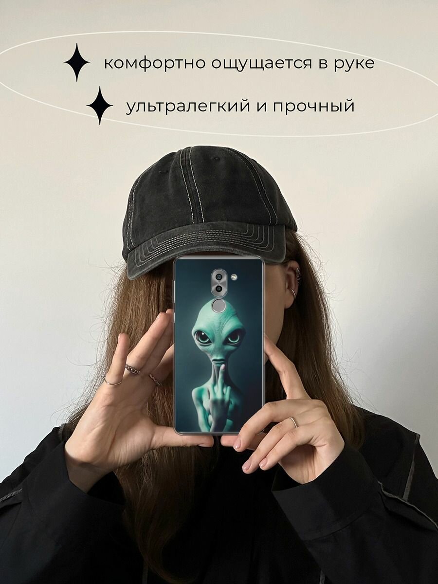 Силиконовый чехол на Honor 6X / Хонор 6Х с принтом "Жест пришельца" — фото 1