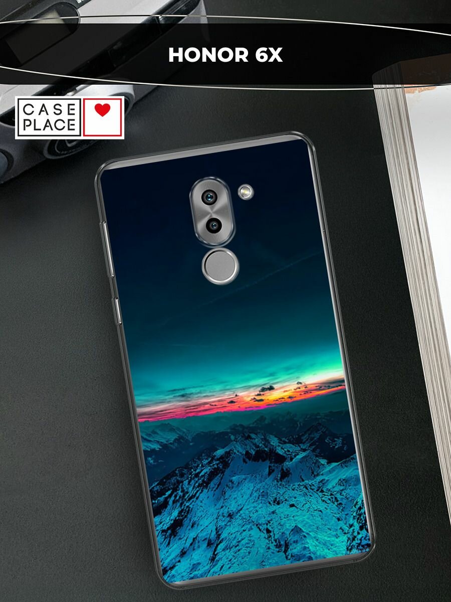 Силиконовый чехол на Honor 6X / Хонор 6Х с принтом "Закат в горах"
