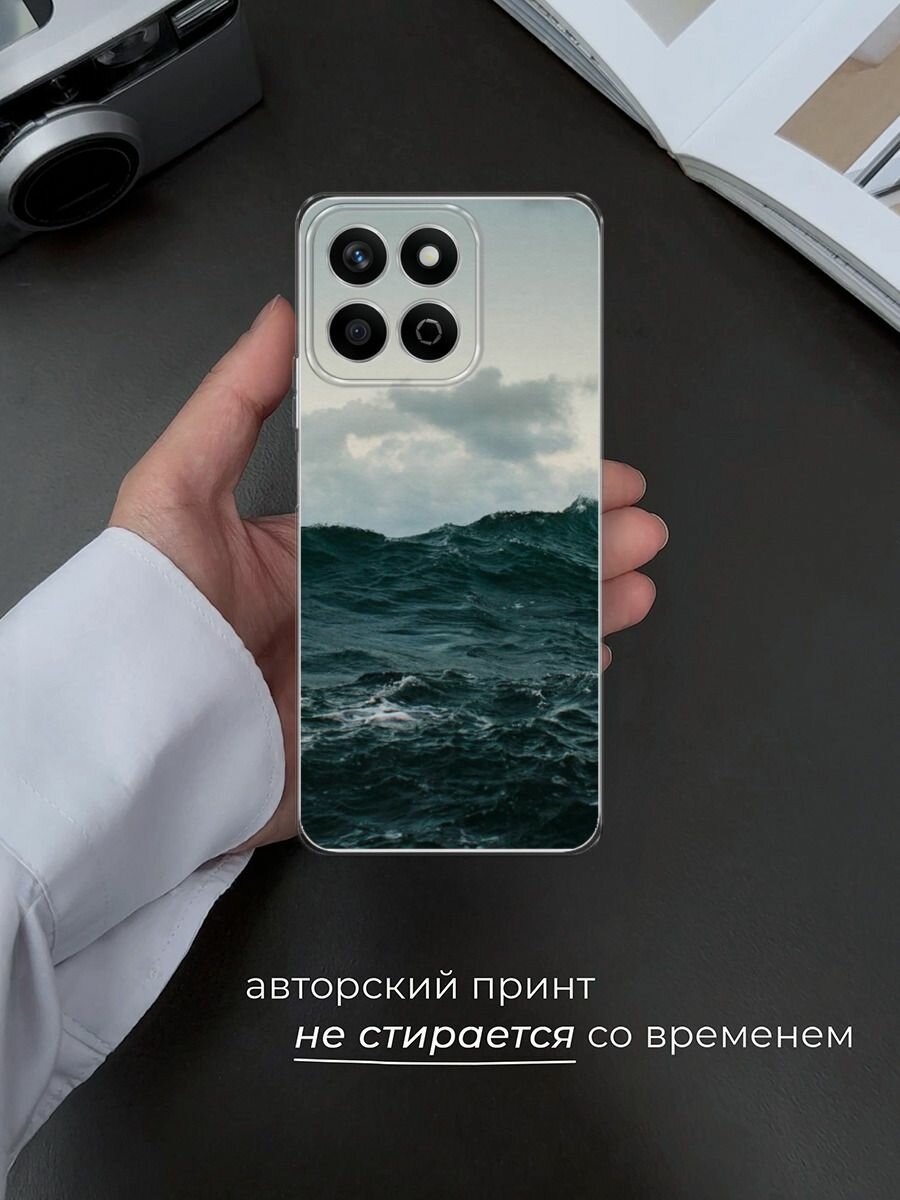 Силиконовый чехол на Honor X7c / Хонор X7c с принтом "Волны 11" — фото 1