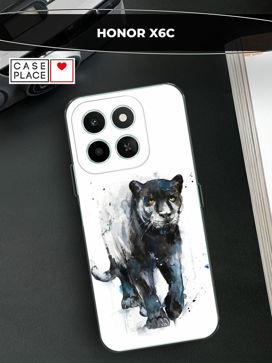 Силиконовый чехол на Honor X6c / Хонор X6c с принтом "Пантера арт 3"