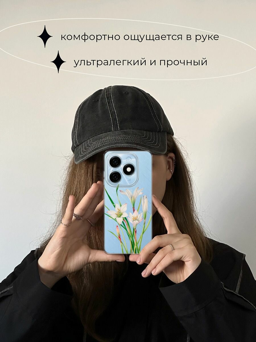 Чехол на Tecno Spark 20 / Текно Спарк 20 с принтом "White lily", прозрачный — фото 1