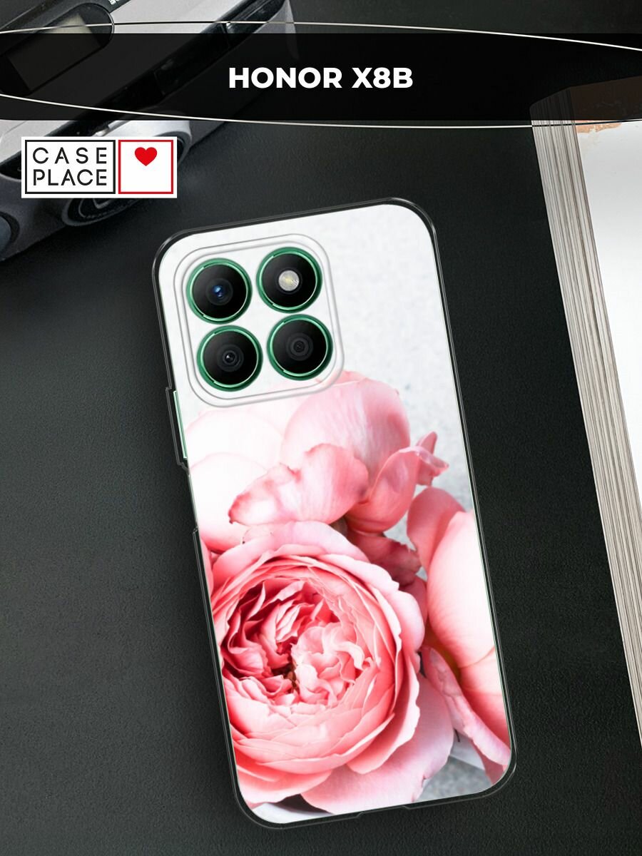 Силиконовый чехол на Honor X8B / Хонор X8B с принтом "Пионы на белом"