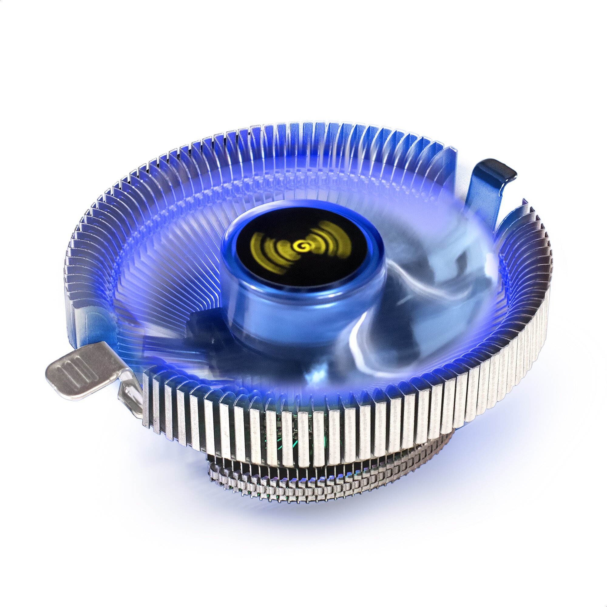 Кулер ExeGate Wizard EE91-BLUE (Al, LGA775/1150/1151/1155/1156/1200/1700/1851/AM2/AM2+/AM3/AM3+/AM4/AM5/FM1/FM2/754/939/940, TDP 75W, Fan 90mm, 2200RPM, Hydro bearing, 3pin, 22db, 170г, голубая подсветка, с термопастой, на защелках, Color Box) EX286146RUS