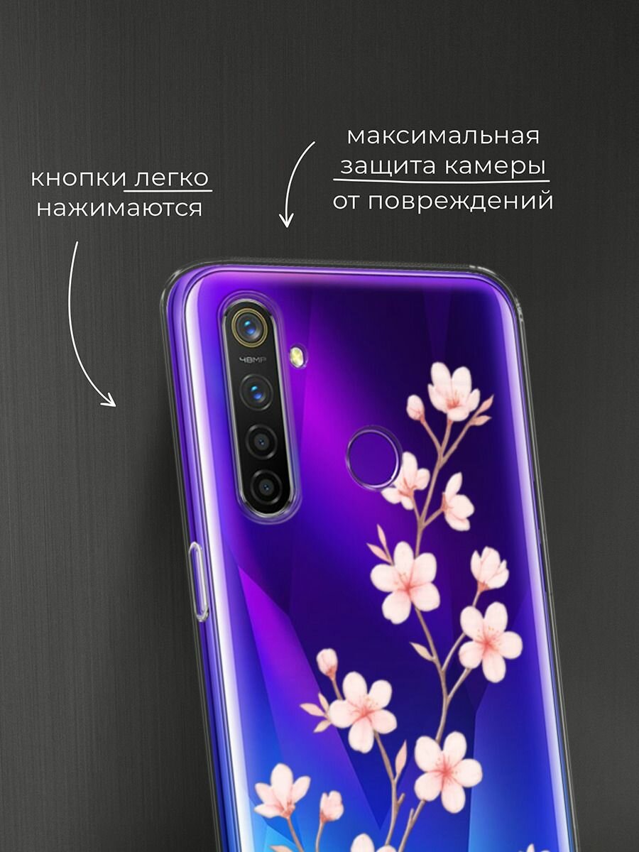 Чехол на Realme 5 Pro / Реалми 5 Про с принтом "Веточка сакуры 2" — фото 1