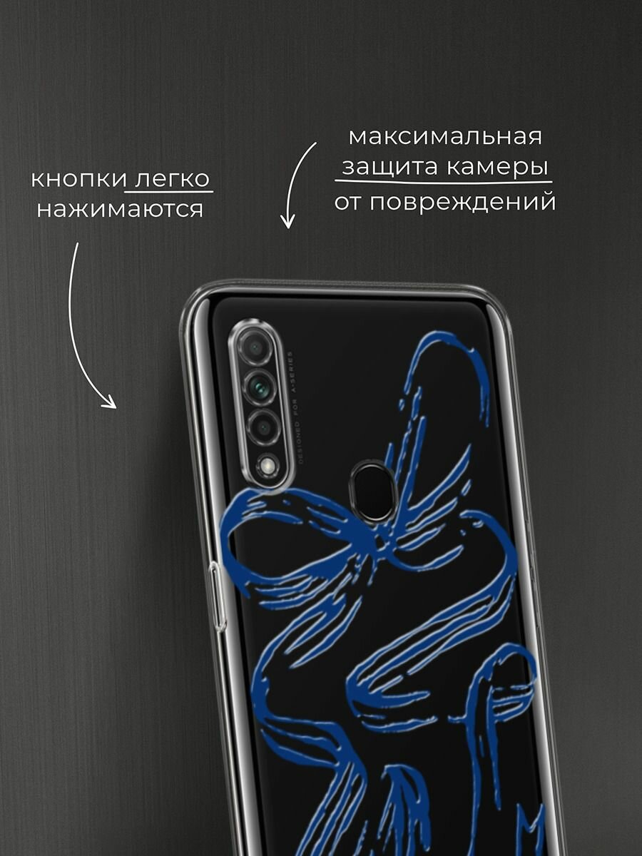 Чехол на Oppo A31 / Оппо А31 с принтом "Синие очертания банта 2" — фото 1