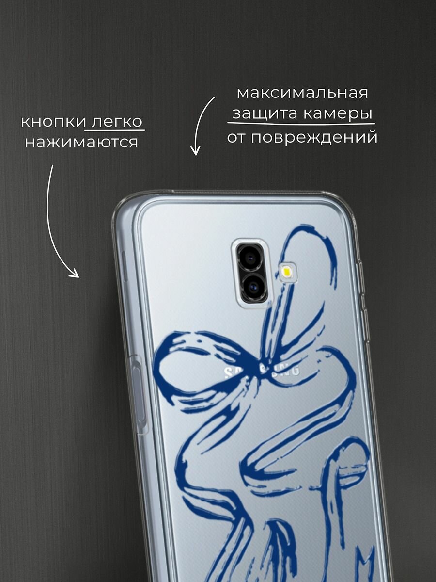 Чехол на Samsung Galaxy J6 + / Самсунг Галакси J6 Плюс 2018 с принтом "Синие очертания банта 2" — фото 1