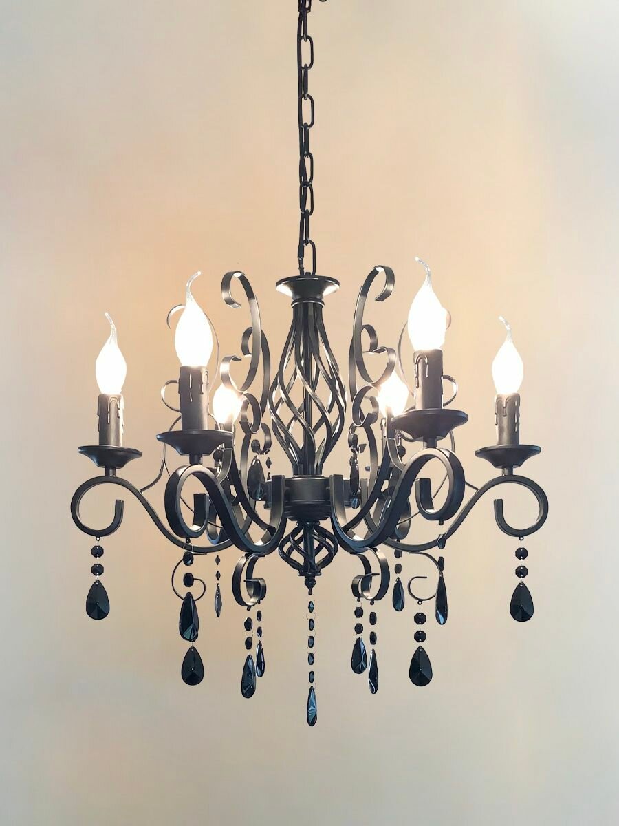 Люстра хрустальная, гостиная, чердак, спальня, черное, Люстра подвесная, E14, 40 Вт
