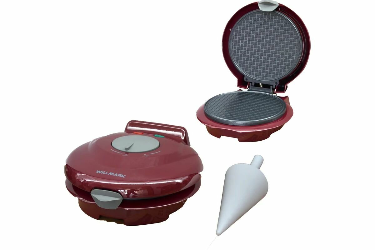 Вафельница Willmark "WM-103R", антипригарное покрытие, красный цвет, 750Вт
