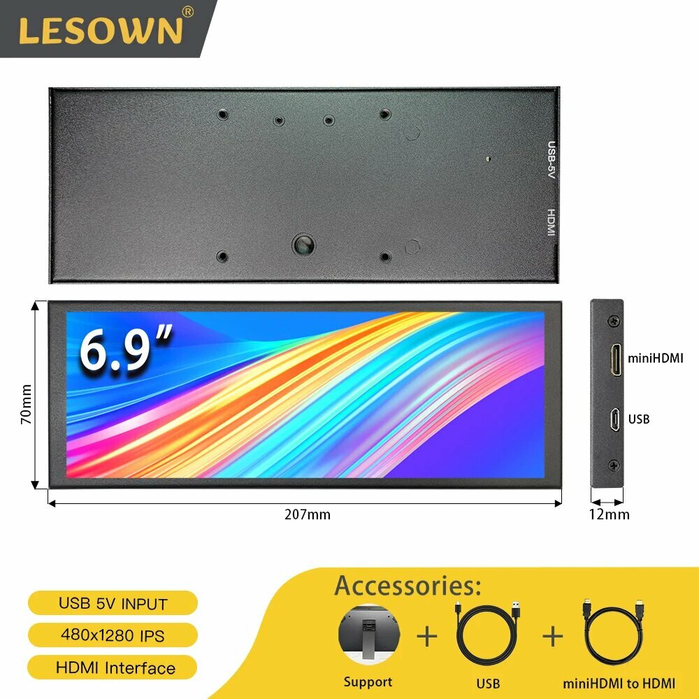 LESOWN 6.9/7.9 дюймов HDMI сенсорный монитор 6.9in monitor