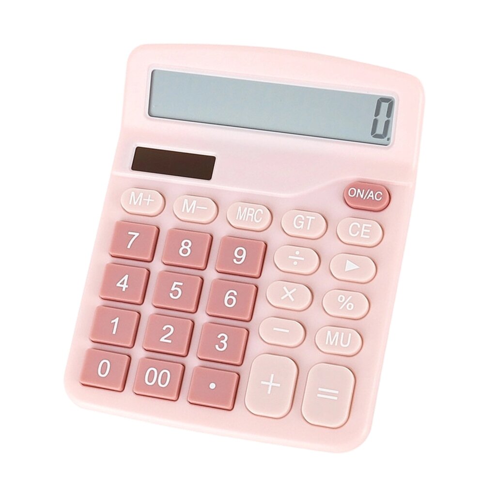 Офисный калькулятор с 12-значным большим ЖК-дисплеем, большие кнопки, работающие от солнечной энергии / аккумулятора