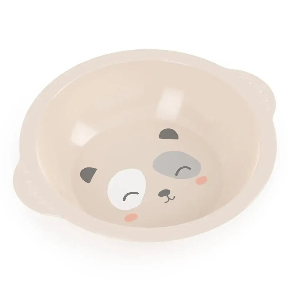 Тарелка детская антискользящая с рисунком панды, пластик, цвет бежевый, 16 см