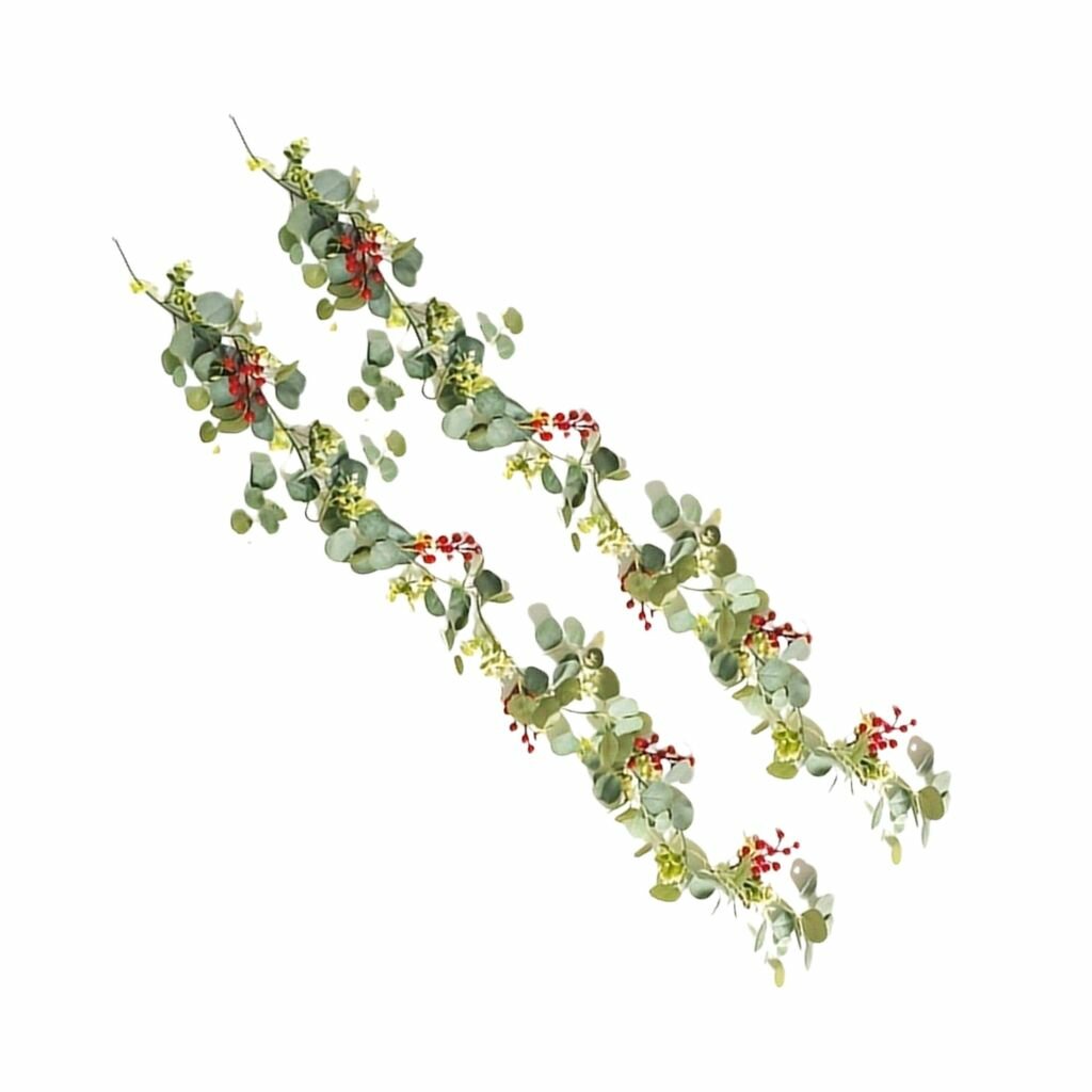 Имитация искусственного эвкалипта листья эвкалипта ротанга красная ягодная декоративная лоза-2 шт.