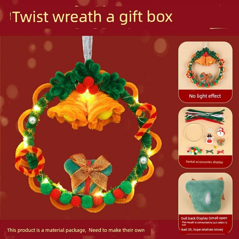 Рождественский венок ручной работы, украшения «сделай сам», детские маленькие подарки, поворотная палка, чтобы сделать