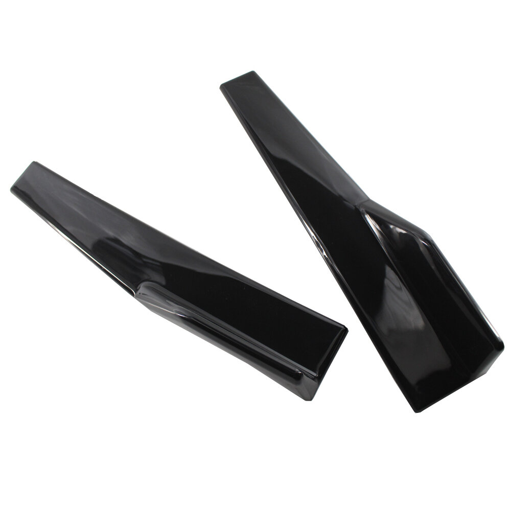 Car ABS Bumper Spoiler Lip Side Skirt Extension Splitters Side Fender Fins Bright black Universal 2 Bumper Spoiler ABS New 440g 39*11*8.5cm