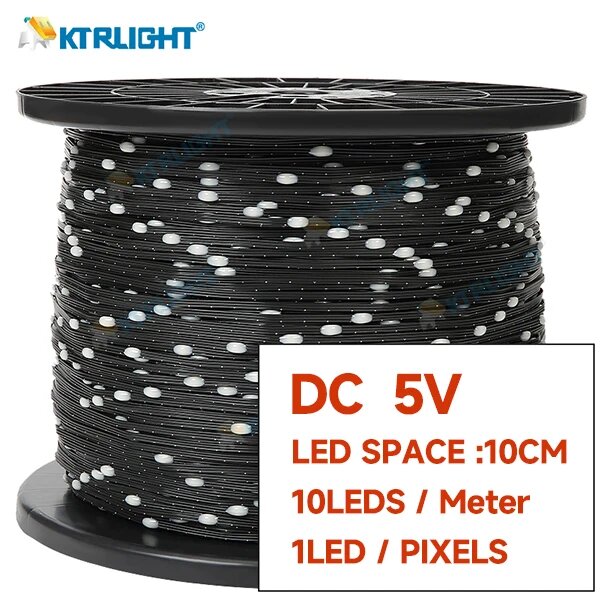 Светодиодная лента KTRLIGHT WS2811 RGB 5В для наружного освещения 10cm black wire, 10 meters