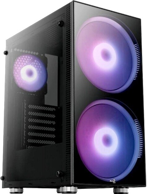 Корпус Aerocool Python (3xUSB, 2xAudio, 0.5 мм,2x200 мм FAN, прозрачная стенка-закаленное стекло, ATX, без БП)