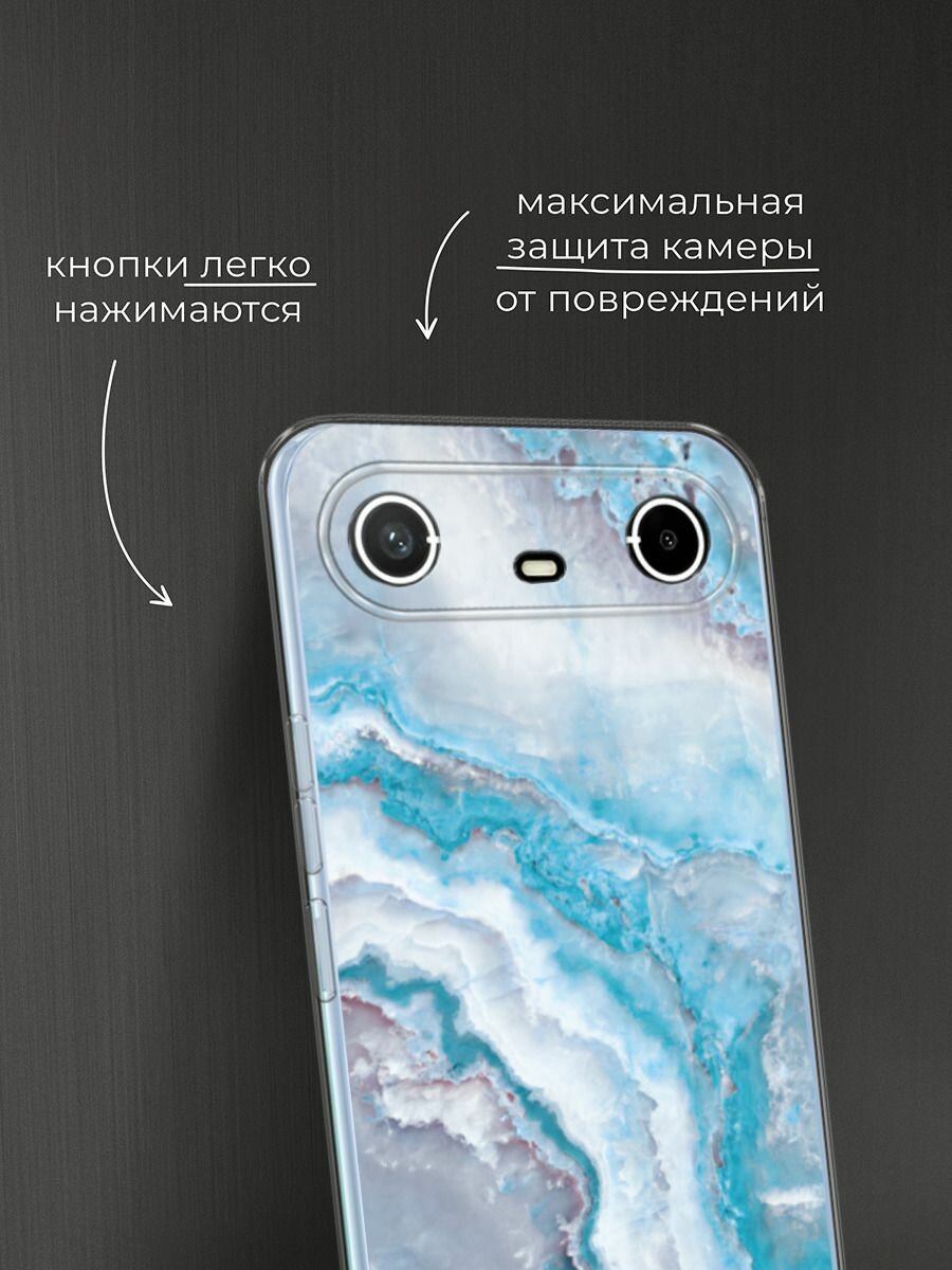 Чехол на Tecno Spark Slim / Текно Спарк Слим с принтом Нежно-голубой мрамор — фото 1