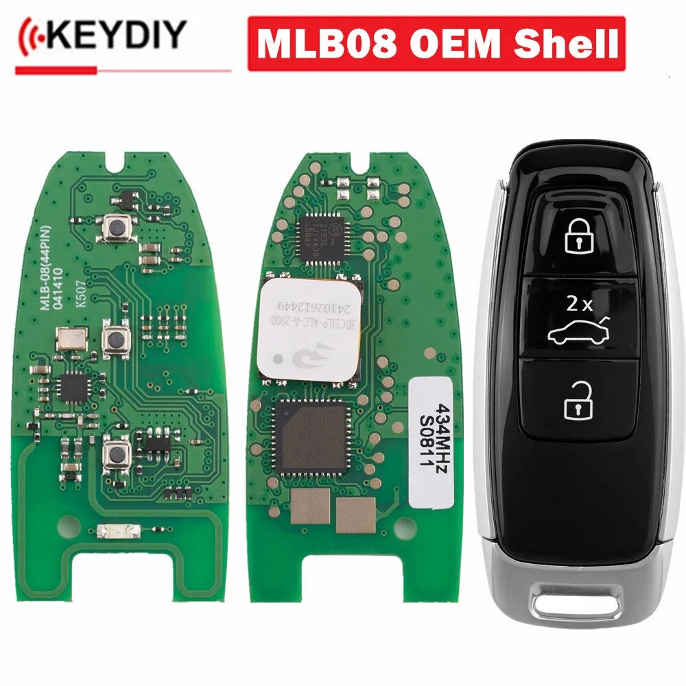 KEYDIY MLB08 434 МГц OEM-раствор и не OEM MLB Smart Key PCB для Audi Style 3-кнопочный универсальный умный дистанционный ключ 2 Piece, MLB08 OEM Shell