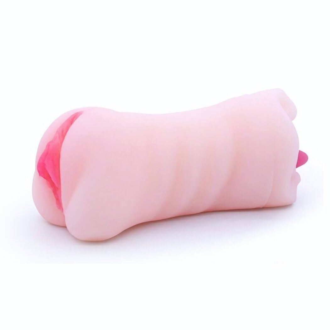 Телесный двусторонний мастурбатор с вагиной и ртом, мягкийматериал, 17 см, удобный для ежедневного использования